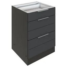 Auszugsunterschrank KOCHSTATION "KS-Luhe", grau (grau matt, grafit), B:60cm H:82cm T:60cm, MDF, Schr&auml;nke, K&uuml;chenunterschrank, 60 cm breit, hochwertige MDF-Fronten mit waagerechter Lisene