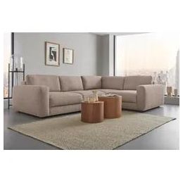 Ecksofa Home Affaire "Bloomfield, Breite 304cm, Mega Polsterecke mit viel Platz, L-Form", beige (portabella), B:304cm H:84cm T:224cm, 100% Polyester, Sofas, Ecksofa, extra tiefe Sitzfl&auml;che, wahlweise mit Sitztiefenverstellung