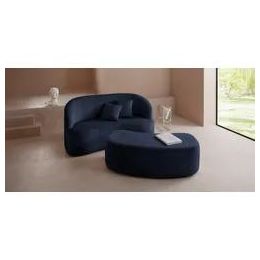 2-Sitzer "Dilara", blau (dunkelblau), B:170cm H:87cm T:89cm, Struktur fein 100% Polyester);Samtoptik (100% Polyester);Boucl&eacute; (100% Polyester), LeGer Home by Lena Gercke, Sofas, gerundete R&uuml;ckenlehne und Front, in 3 Bezugsqualit&auml;ten