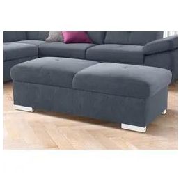 Hocker exxpo - SOFA FASHION "Spring Bankhocker, guter Sitzkomfort und tolle Verarbeitungsdetails", blau (night sky), B:140cm H:44cm T:67cm, NaturLEDER (echtes Rindsleder) in Sitz und R&uuml;cken. Korpus in passendem Kunstleder SOFTLUX bezogen;Luxus-Microfaser (100% Polyester);Struktur ( 100%Polyester), Hocker, Polsterhocker