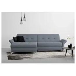 Ecksofa Home Affaire "Maredo L-Form", blau (graublau), B:284cm H:89cm T:179cm, 100% Polyester, Sofas, Ecksofa, Federkern, wahlweise auch mit Kopfteil- und Armlehnverstellung
