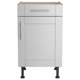 Unterschrank KOCHSTATION "KS-Ahus", grau (hellgrau matt, wildeiche nachbildung), B:50cm H:87cm T:58,4cm, Schr&auml;nke, Unterschrank, Breite 50 cm