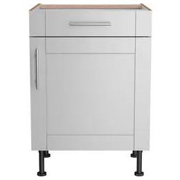 Unterschrank KOCHSTATION "KS-Ahus", grau (hellgrau matt, wildeiche nachbildung), B:60cm H:87cm T:58,4cm, Schr&auml;nke, Unterschrank, Breite 60 cm