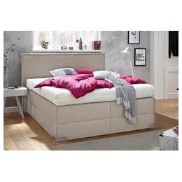 Boxspringbett, beige (dunkelbeige), Liegefl&auml;che B/L: 140cm x 200cm, H2, 7-Zonen-Kaltschaummatratze, Bettrahmen und seitliche Einfassung Unterbox und Obermatratze: Fein-Strukturstoff (77% Polyester, 23% Viskose).;Spiegelfl&auml;che der Matratzen: 100% Polyester, Westfalia Schlafkomfort, Komplettbetten, Boxspringbett