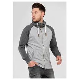 Sweatjacke behype "HENRAY", Herren, Gr. S, grau, 70% Baumwolle, 30% Polyester, mehrfarbig, normal, ohne Ausschnitt, Sweatjacken Sweatjacke, mit erh&ouml;htem Kragen