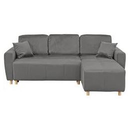 Ecksofa Home Affaire "Scania L-Form", grau (hellgrau), B:220cm H:86cm T:160cm, Microfaer (100% Polyester);Struktur fein (100% Polyester);Samtoptik (100% Polyester), Sofas, Ecksofa, wahlweise mit Bettfunktion und Bettkasten