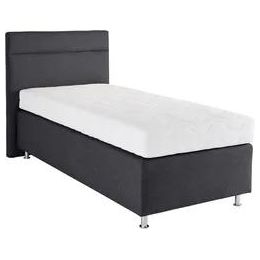 Boxspringbett, grau (strukturstoff anthrazit), ohne LED-Beleuchtung, Liegefl&auml;che B/L: 90cm x 200cm, H3, 5-Zonen-Tonnentaschen-Federkernmatratze, Bezug Unterbox und Kopfteil: Strukturstoff (77% Polyester und 23% Viskose);Bezug Obermatratze 100% Polyester, waschbar bis 60C, Westfalia Schlafkomfort, Komplettbetten, Boxspringbett, wahlweise mit LED-Beleuchtung