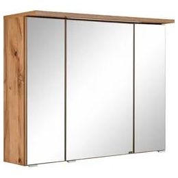 Spiegelschrank Welltime "Lucca", braun (eichefarben), B:80cm H:66cm T:20cm, Holzwerkstoff, MDF, Schr&auml;nke, Spiegelschrank, mit LED Beleuchtung