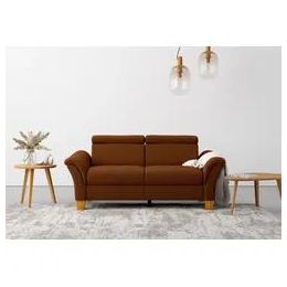 2,5-Sitzer Home Affaire "Lindgren", rosa (kupfer), B:185cm H:84cm T:93cm, 100% Polyester, Sofas, wahlweise mit TV-Funktion, links oder beidseitig, Kopfteilverstellung