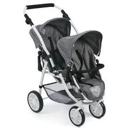 Bayer Chic 2000 Puppen-Zwillingsbuggy CHIC2000 "Vario, Jeans Grey", grau (jeans grau), Puppenwagen, KinderB:71cm H:79cm T:71cm, Kunststoff, Metall, Stoff, B:71cm H:79cm T:71cm