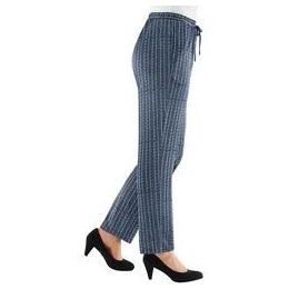Jerseyhose Classic Basics, Damen, Gr. 44, Normalgr&ouml;&szlig;en, blau (marine, gestreift), 100% Polyester, gemustert, lang, Hosen Jerseyhose