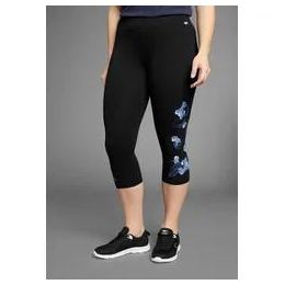 Leggings Kangaroos, Damen, Gr. 58, N-Gr, schwarz (schwarz, bedruckt), Obermaterial: 95% Baumwolle, 5% Elasthan, schmal 3/4-L&auml;nge, Hosen Leggings, Gro&szlig;e Gr&ouml;&szlig;en