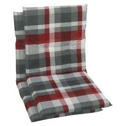 Sesselauflage GO-DE, rot (rot, grau), B:98cm H:3,5cm T:48cm, Bezug: 50% Baumwolle, 50% Polyester, Polsterauflagen