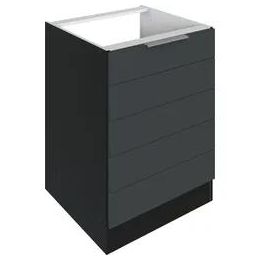 Sp&uuml;lenschrank KOCHSTATION "KS-Luhe", grau (grau matt, grafit), B:60cm H:82cm T:60cm, MDF, Schr&auml;nke, Sp&uuml;lenschrank, 60 cm breit