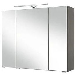 Spiegelschrank Welltime "Malibu", grau (graphitfarben), B:80cm H:64cm T:20cm, Holzwerkstoff, Schr&auml;nke, Spiegelschrank, Breite 80 cm, mit Spiegelt&uuml;ren und T&uuml;rend&auml;mpfern