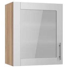 Glash&auml;ngeschrank KOCHSTATION "KS-Ahus", grau (hellgrau matt, wildeiche nachbildung), B:60cm H:70,4cm T:34,9cm, Schr&auml;nke, Glash&auml;ngeschrank, Breite 60 cm