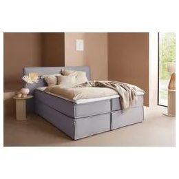 Boxspringbett "Yuma", grau (taupe), B:193cm L:213cm, 100% Polyester, LeGer Home by Lena Gercke, Komplettbetten, Boxspringbett, incl. Topper, in 4 Breiten, 3 Matratzenarten und je 2 H&auml;rtegraden