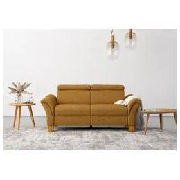 2,5-Sitzer Home Affaire "Lindgren", gelb (mustard), B:185cm H:84cm T:93cm, 100% Polyester, Sofas, wahlweise mit TV-Funktion, links oder beidseitig, Kopfteilverstellung