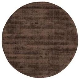 Teppich CarpetFine "Ava Viskoseteppich", braun (dunkelbraun), H:13mm &Oslash;:80cm, Viskose, Teppiche, Teppich, Seidenoptik, leichter Glanz, Wohnzimmer
