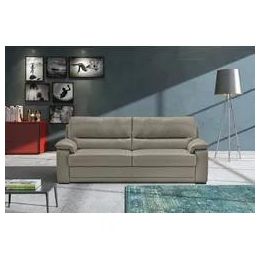 2,5-Sitzer Egoitaliano "Doris, modernes Designersofa, Ledersofa mit erstklassiger Sitzqualit&auml;t", grau (taupe), B:192cm H:90cm T:93cm, Leder &raquo;BULL&laquo; (echtes Rindsleder). Geschliffenes, pigmentiertes und behandeltes Rindsleder mit einer Dicke von 1, 3-1, 5 mm. Dieses Leder zeigt eine ziemlich weiche Hand mit einem halb undurchsichtigen Aussehen. Es handelt sich um ein gesch&uuml;tztes Leder. Eine leichte 