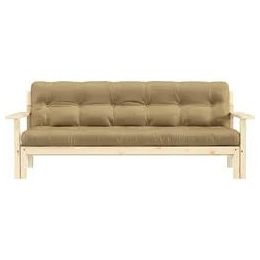 Schlafsofa KARUP DESIGN "Unwind", gelb (wheat beige), B:190cm H:14cm T:92cm, Sofas, Schlafsofa, Mit Holzstruktur, inkl. Futonmatratze, Liegefl&auml;che 130x190 cm