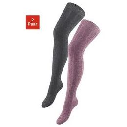 Overknees Lavana, Damen, Gr. 35-38, rosa (schwarz, meliert, rosa, meliert), Baumwolle, Elasthan, Polyamid, meliert, elastisch, Socken, in Melangequalit&auml;t