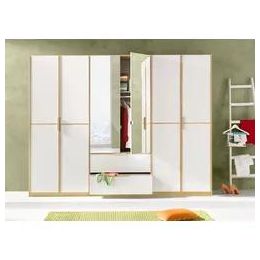 Kleiderschrank Rauch "Schrank Dreht&uuml;renschrank Garderobe Ankleide Schlafzimmer ESSENSA", wei&szlig; (struktureichefarben hell, wei&szlig;), B:271cm H:229cm T:54cm, Holzwerkstoff, Schr&auml;nke, Kleiderschrank, voll aufgelegte Spiegelt&uuml;ren, 2 gro&szlig;e Schubladen MADE IN GERMANY