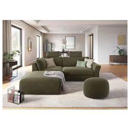 Sit & More Ecksofa SIT & MORE "Cadabra L-Form", gr&uuml;n (olive), B:243cm H:80cm T:198cm, Samtoptik (100% Polyester);Soft clean (98% Polyester, 2% Polyamid);Struktur fein (100% Polyester), Sofas, Ecksofa, Breite 243 cm, inklusive Sitztiefenverstellung