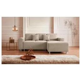 Ecksofa Home Affaire "Gy&ouml;r", beige (beige 1), B:235cm H:88cm T:160cm, Microfaser (100% Polyester);Luxus-Microfaser Lederoptik (100% Polyester);Struktur (100% Polyester);Samtoptik (100% Polyester);Struktur weich (100% Polyester), Sofas, Ecksofa, L-Form, wahlweise mit Bettfunktion und Bettkasten incl. 2 Zierkissen