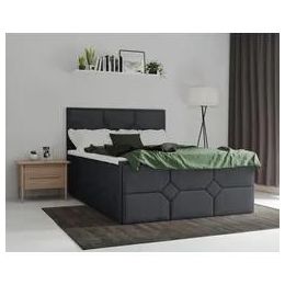 Boxspringbett Home Affaire "Ambre", grau (anthrazit), B:184cm L:210cm, Komplettbetten, Boxspringbett, mit Taschen-Federkernmatratze