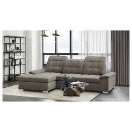 Ecksofa WERK2 "Carmen, mit Bettfunktion & Bettkasten, optional Sitztiefenverstellung", beige, B:264cm H:105cm T:170cm, 95% Polyester, 5% Nylon, Sofas, Ecksofa, mit Sitztiefenverstellung, Struktur weich, beige