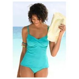 B&uuml;gel-Tankini-Top s.Oliver "Spain", Damen, Gr. 46, Cup C, blau (t&uuml;rkis), Microfaser, Microfaser, unifarben, Bikini-Oberteile, mit Wickeloptik