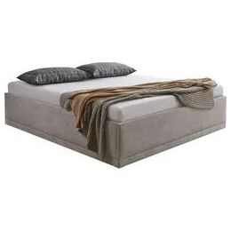 Polsterbett "Texel", beige, B:206cm H:42cm L:206cm, Bezug Bett: Veloursstoff 100% Polyester oder Microfaser (100% Polyester);Bonnell-Federkernmatratze: 51% Polypropylen, 39% Polyester und 10% Baumwolle;Kaltschaummatratze: 100% Polyester, Bezug abnehm- und waschbar bis 60C;Kissenbezug: 100% Polyester, F&uuml;llung : 100% Polyester (Hohlfaser), Westfalia Schlafkomfort, Betten, Polsterbett, Komforth&ouml;he mi