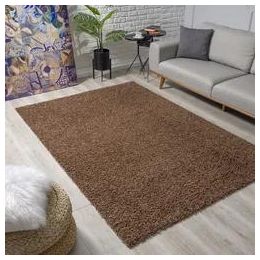 Hochflor-Teppich Sanat "LOCA" Gr. 3, braun (dunkelbraun), B:120cm H:30mm L:170cm, Kunstfaser, Teppiche, Wohnzimmer, Langflor, Shaggy, Schlafzimmer