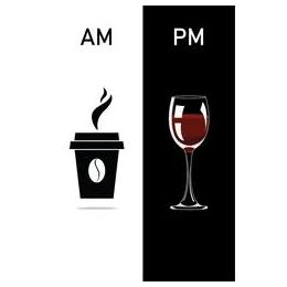 Wanddekoobjekt queence "AM PM - Kaffeebecher und Wein", schwarz, B:20cm H:30cm T:0,1cm, Stahl, Wanddekoobjekte, Stahlschild, Blechschild, Spruch, Witzig, Wanddeko, retro, 20x30cm