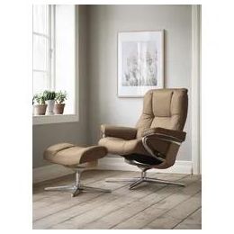 Relaxsessel stressless "Mayfair", braun (latte batick), B:92cm H:103cm T:79cm, Leder BATICK: BATICK ist ein leicht korrigiertes, durchgef&auml;rbtes und genarbtes M&ouml;belleder, bei dem die meisten Unebenheiten und Spuren in der Regel entfernt wurden., Sessel, Relaxsessel, mit Cross Base, Gr&ouml;&szlig;e S, M & L, Holzakzent Eiche