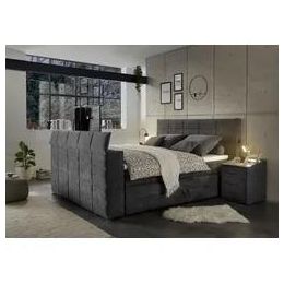 Boxspringbett ED EXCITING DESIGN "Denver", grau (anthrazit uran 04), L:240cm, 95% Polyester, 5% Nylon, Komplettbetten, Boxspringbett, inkl. 1 bzw. 2 Bettk&auml;sten, motorisierte TV-Halterung bis 40 Zoll