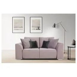 2-Sitzer Inosign "BEATRICE, erh&auml;ltlich in trendigen Stoffoptionen, B/T/H: 143/73/92 cm", rosa (ros&eacute;), B:195cm H:92cm T:107cm, Sofas, In hochwertiger Verarbeitung, incl. 2 gro&szlig;en Zierkissen in Korpusfarbe
