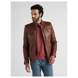 Bikerjacke JCC "1101019-2", Herren, Gr. XL, braun (cognac), Obermaterial: 100% Leder Lamm; Futter: 50% Polyester, 50% Baumwolle; &Auml;rmelfutter: 100% Polyester, Jacken