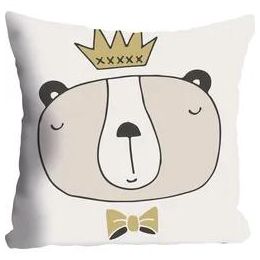 Dekokissen queence "&raquo;King&laquo;", bunt (bunt, bedruckt), B:40cm L:40cm, Baumwolle, Dekokissen_Sitzkissen_Kissenh&uuml;llen, Kissenh&uuml;lle ohne F&uuml;llung, 1 St&uuml;ck