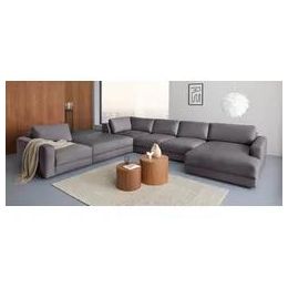 Wohnlandschaft Home Affaire "Bloomfield, Mega Polsterprogramm, Breite 405cm, viel Platz, U-Form", grau, B:405cm H:84cm T:224cm, 100% Polyester, Sofas, Wohnlandschaft, mit extra tiefer Sitzfl&auml;che, wahlweise mit Sitztiefenverstellung
