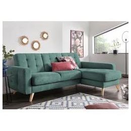 Ecksofa exxpo - SOFA FASHION "Nappa, kompakt und komfortabel, bequem, zeitloses Design, L-Form", blau (aqua), B:222cm H:87cm T:156cm, Samtvelours (100% Polyester);Webvelours (100% Polyester), Sofas, Ecksofa, tolle Detailverarbeitung, inkl. Bettfunktion und Bettkasten