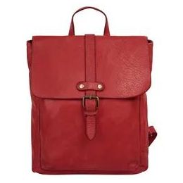 Cityrucksack Samantha Look, Damen, Gr. B/H/T: 25cm x 32cm x 7cm, onesize, rot, Leder, Rindsleder, Rucks&auml;cke Cityrucksack, Echt Leder, Made in Italy