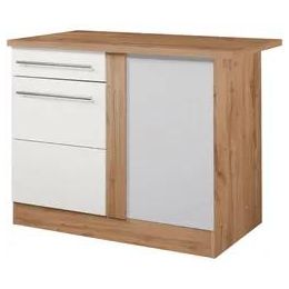 Eckunterschrank KOCHSTATION "KS-Wien", wei&szlig; (wei&szlig;, wotaneiche), B:110cm H:85cm T:60cm, Holzwerkstoff, Schr&auml;nke, Eckunterschrank, Breite 110 cm