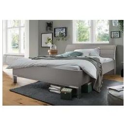 Futonbett Wiemann "Monaco, 4-fache Liegeh&ouml;henverstellung", grau (kieselgrau, dekor, leisten in chrom), B:209cm L:218cm, Betten, Futonbett, mit stilvollem Holzkopfteil, Made in Germany