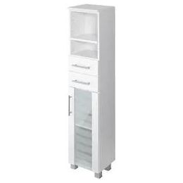 Midischrank Welltime "Jaca", wei&szlig;, B:30cm H:130cm T:27cm, Holzwerkstoff, MDF, Schr&auml;nke, Midischrank, Breite 30 cm, mit MDF Hochglanz-Fronten