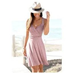 Jerseykleid Vivance, Damen, Gr. 40, N-Gr, bunt (rose, mauve, bedruckt), Jersey, Obermaterial: 95% Viskose, 5% Elasthan, figurumspielend kniefrei, V-Ausschnitt, Kleider Jerseykleid, mit Alloverdruck in Wickeloptik, Sommerkleid, Strandkleid