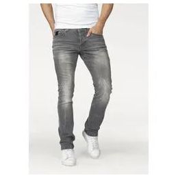 Slim-fit-Jeans Bruno Banani "Jimmy (Stretch)", Herren, Gr. 36, L&auml;nge 32, grau (grau used), Obermaterial: 98% Baumwolle, 2% Elasthan, schmal lang, Jeans Slim-fit-Jeans, schmale Beinform, niedrige Leibh&ouml;he, mit Button-Fly