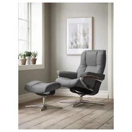 Relaxsessel stressless "Mayfair", grau (dunkelgrau dinamica), B:79cm H:102cm T:73cm, Microfaser DINAMICA (88% Polyester, 12% Polyurethan), Sessel, Relaxsessel, mit Hocker, mit Cross Base, Gr&ouml;&szlig;e S, M & L, Holzakzent Schwarz