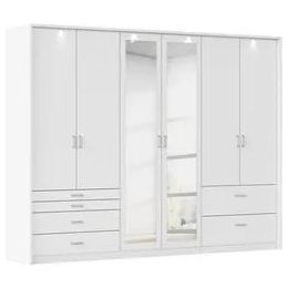Dreht&uuml;renschrank Rauch "Kleiderschrank Schrank Garderobe W&auml;scheschrank WILDBERG", wei&szlig; (alpinwei&szlig;), B:275cm H:212cm T:58cm, Holzwerkstoff, Schr&auml;nke, Dreht&uuml;renschrank, mit 6 Schubladen, obere Schublade mit Holz-Einteilung MADE IN GERMANY